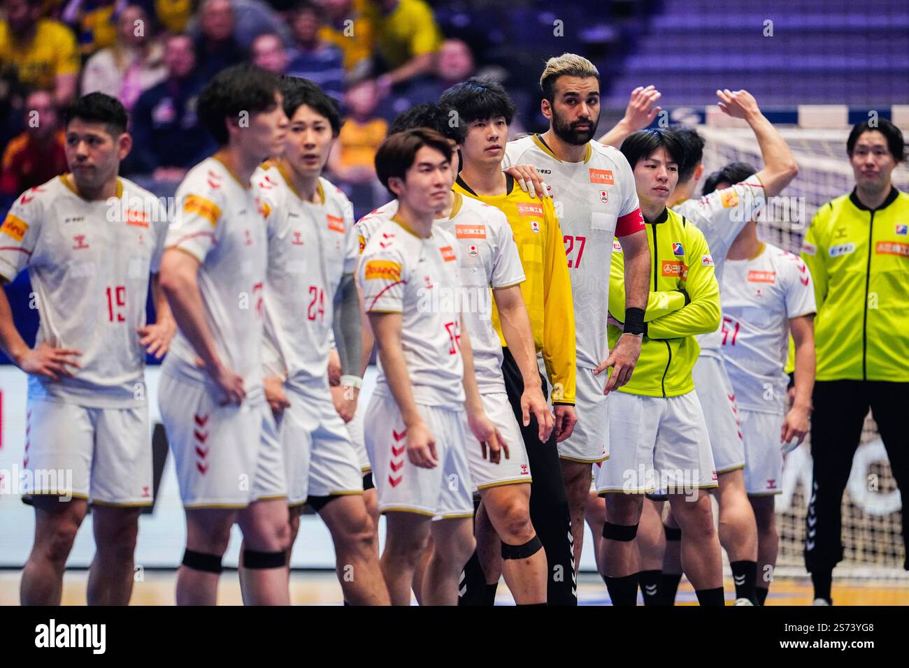 Japan's players after the end the World Championship handball match ...