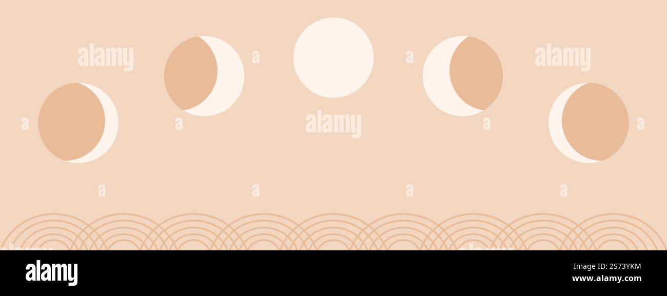 Moon phases simple banner. Asian chinese, korean or japanese decorative ...