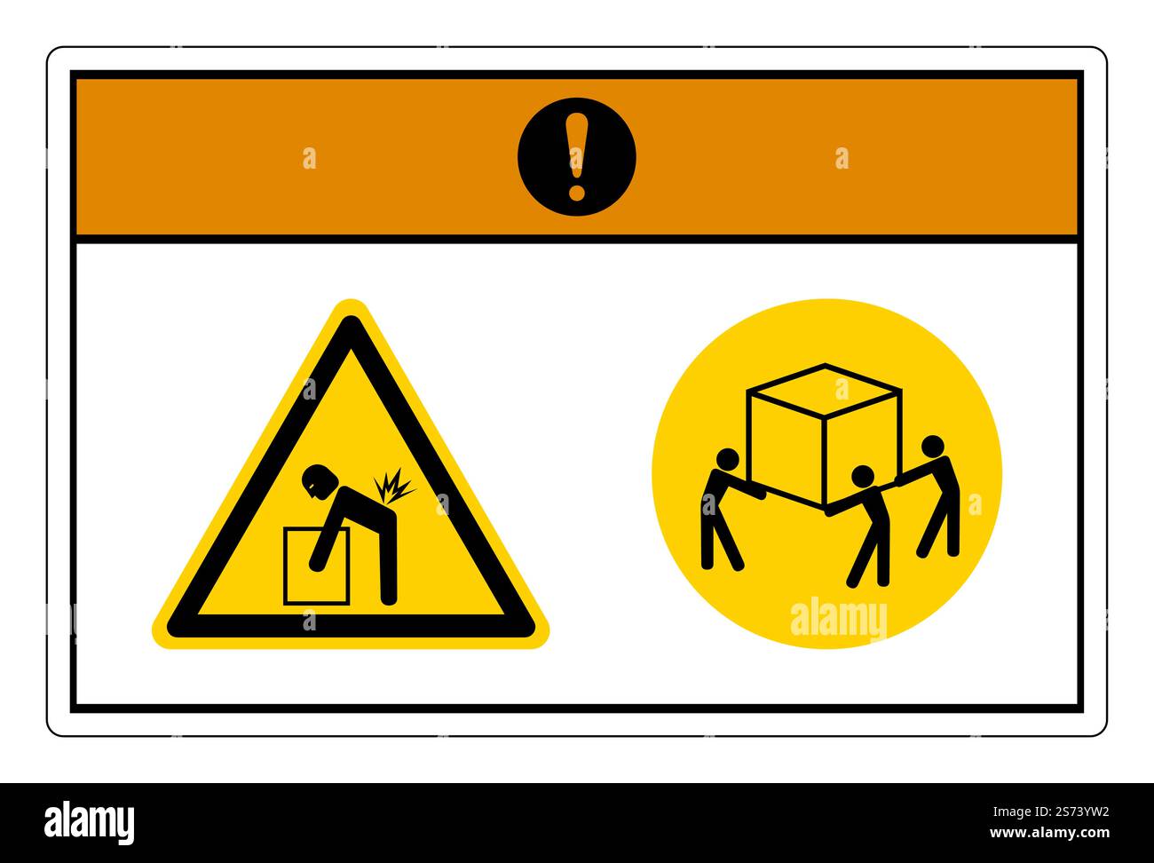 Warning Lift Hazard Use Three Person Lift Symbol Sign On White ...