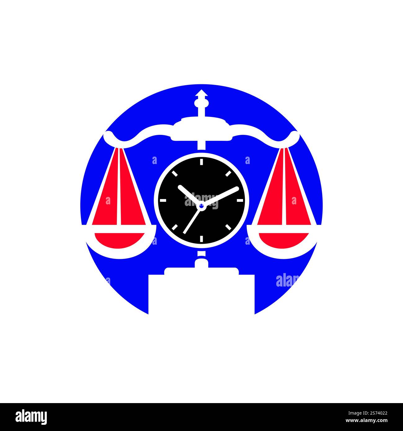 Law time vector logo design. Scale with clock icon vector logo design ...