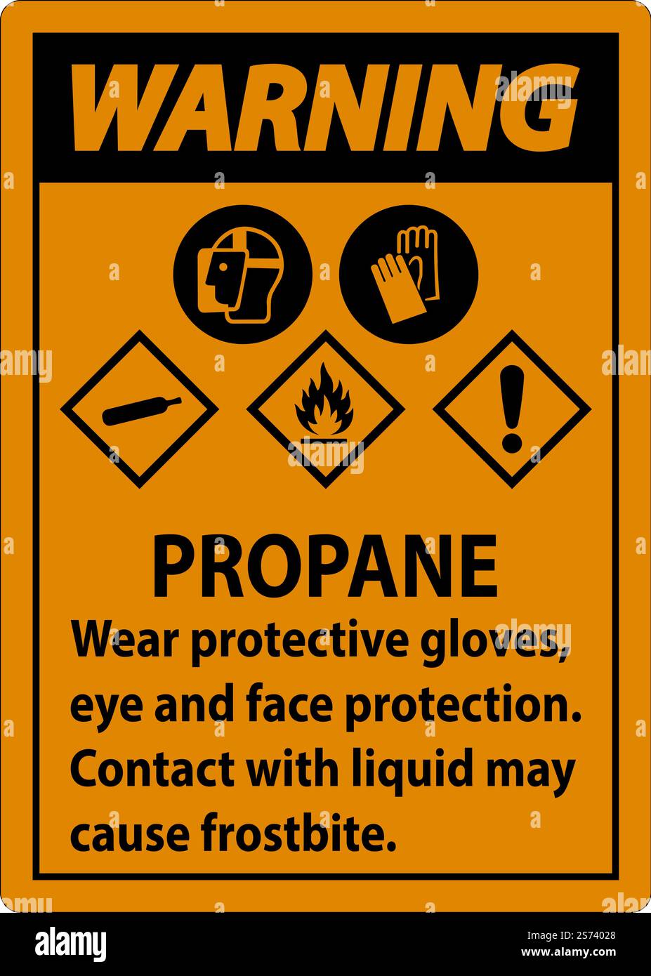 Warning Propane Flammable Gas PPE GHS Sign Stock Vector Image & Art - Alamy