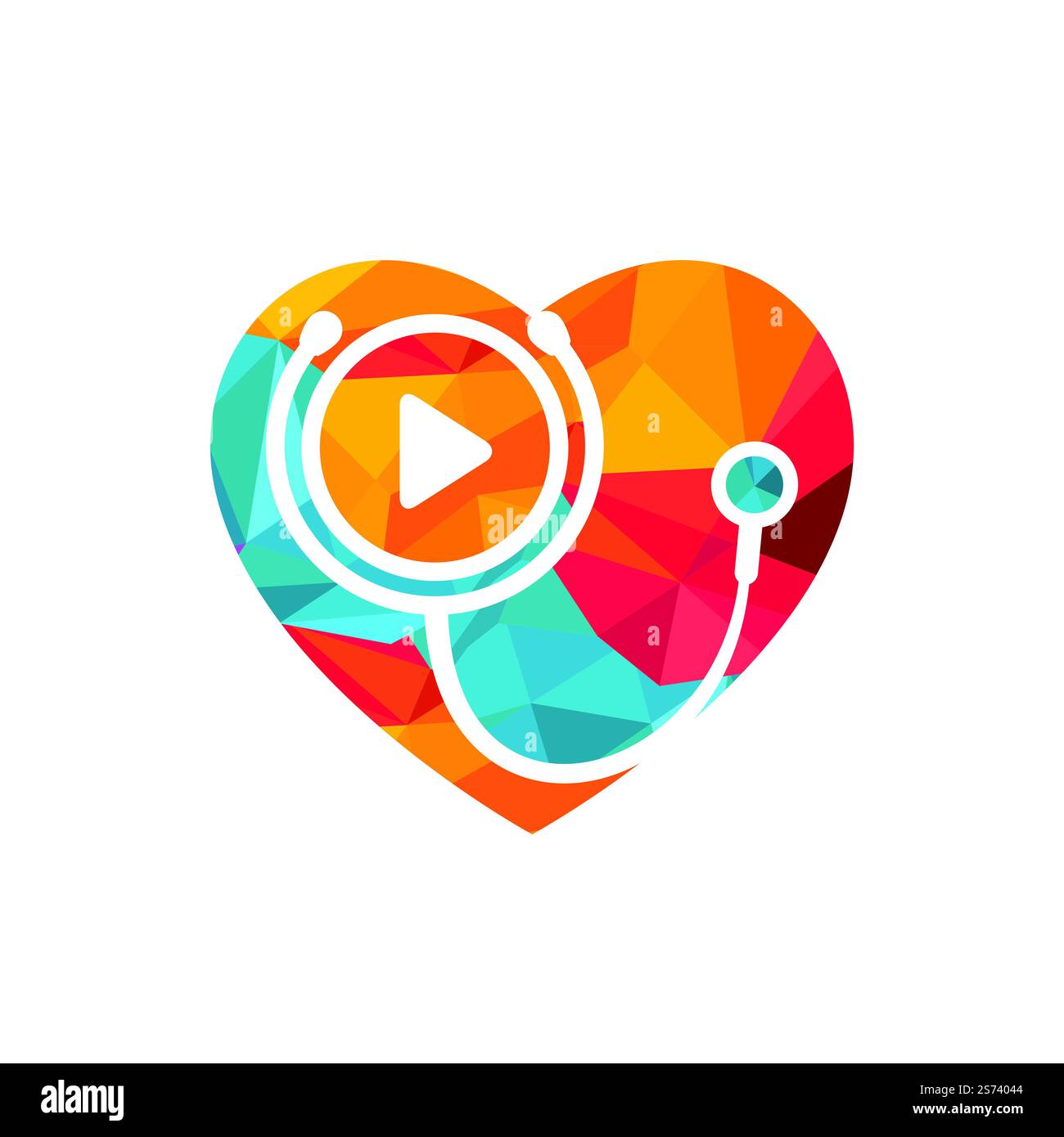Doctor play vector logo design template. Stethoscope and play button ...