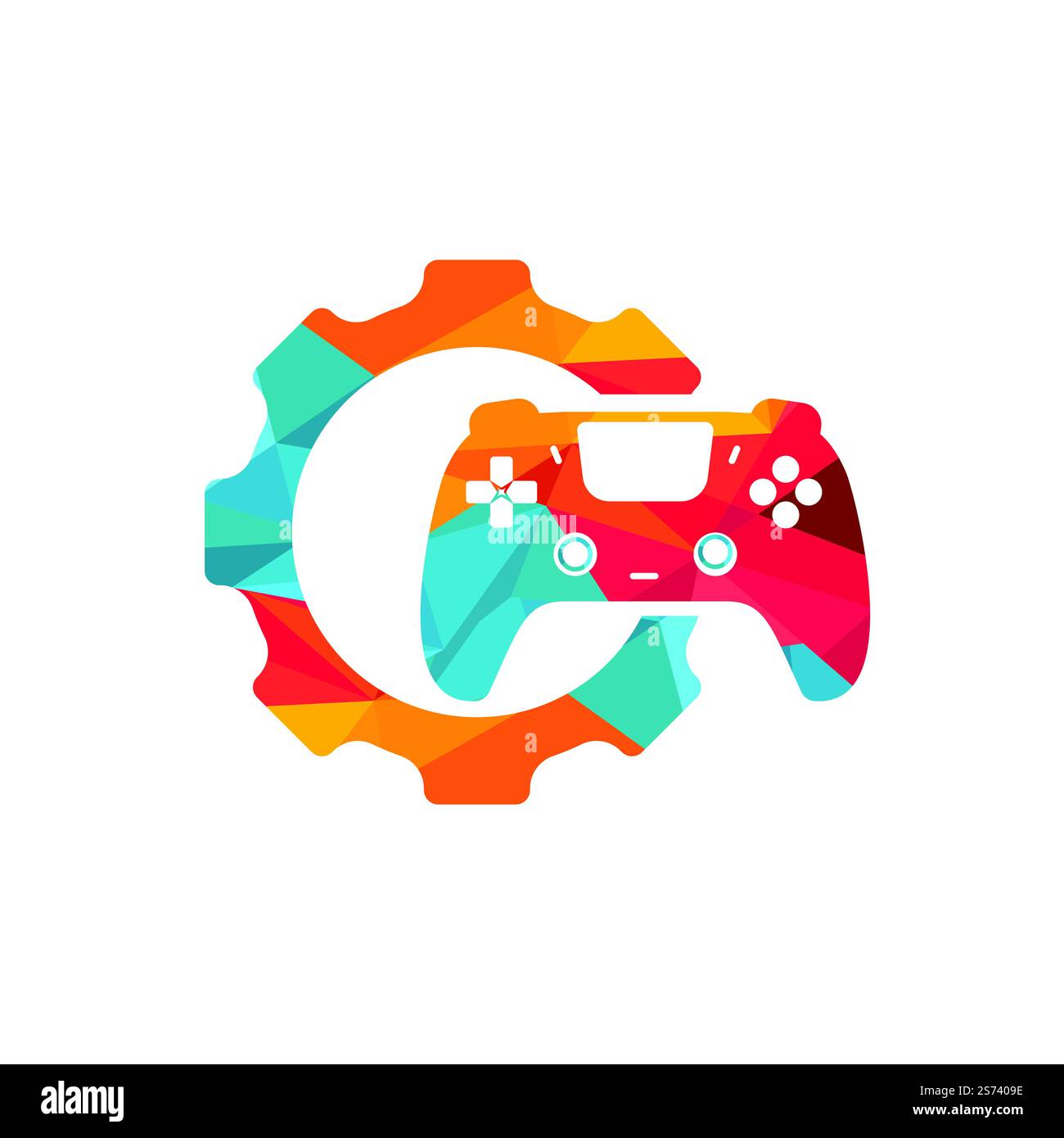 Gamepad repair vector logo design template. Gear with console icon ...