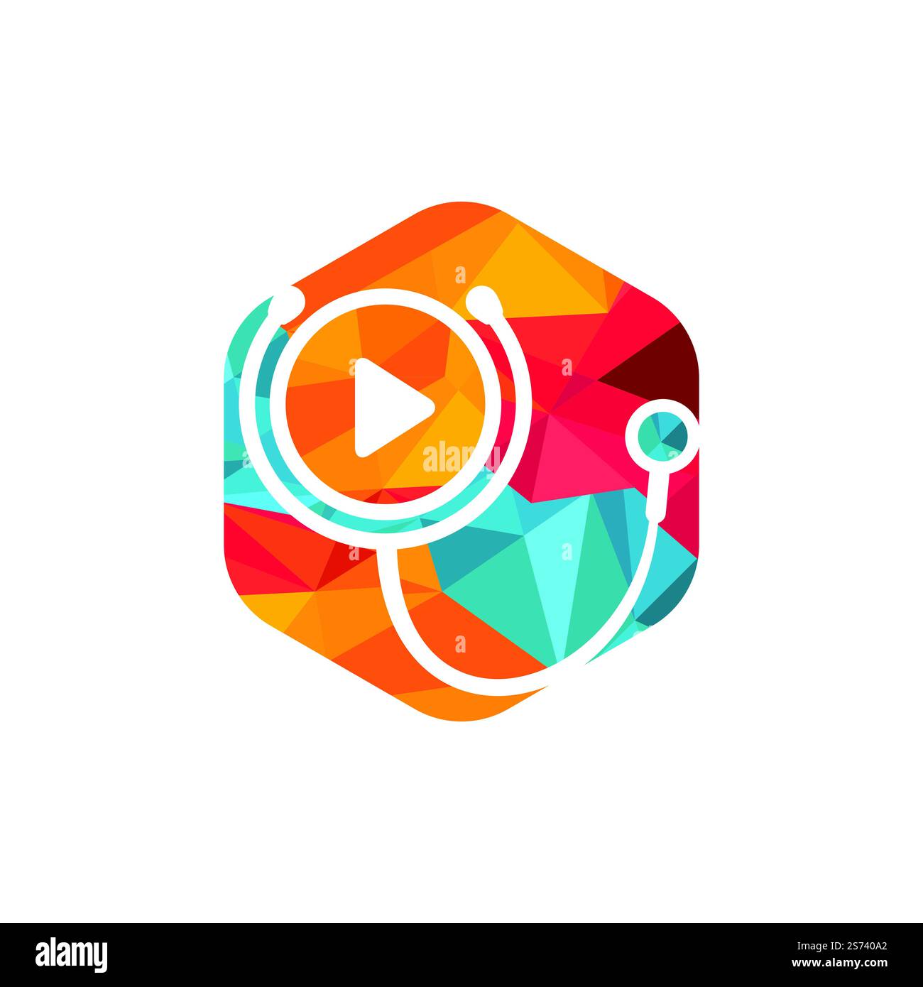 Doctor play vector logo design template. Stethoscope and play button ...