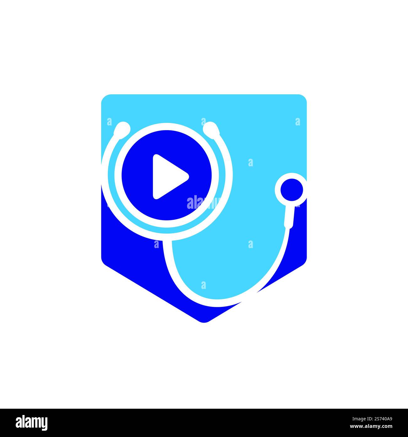 Doctor play vector logo design template. Stethoscope and play button ...