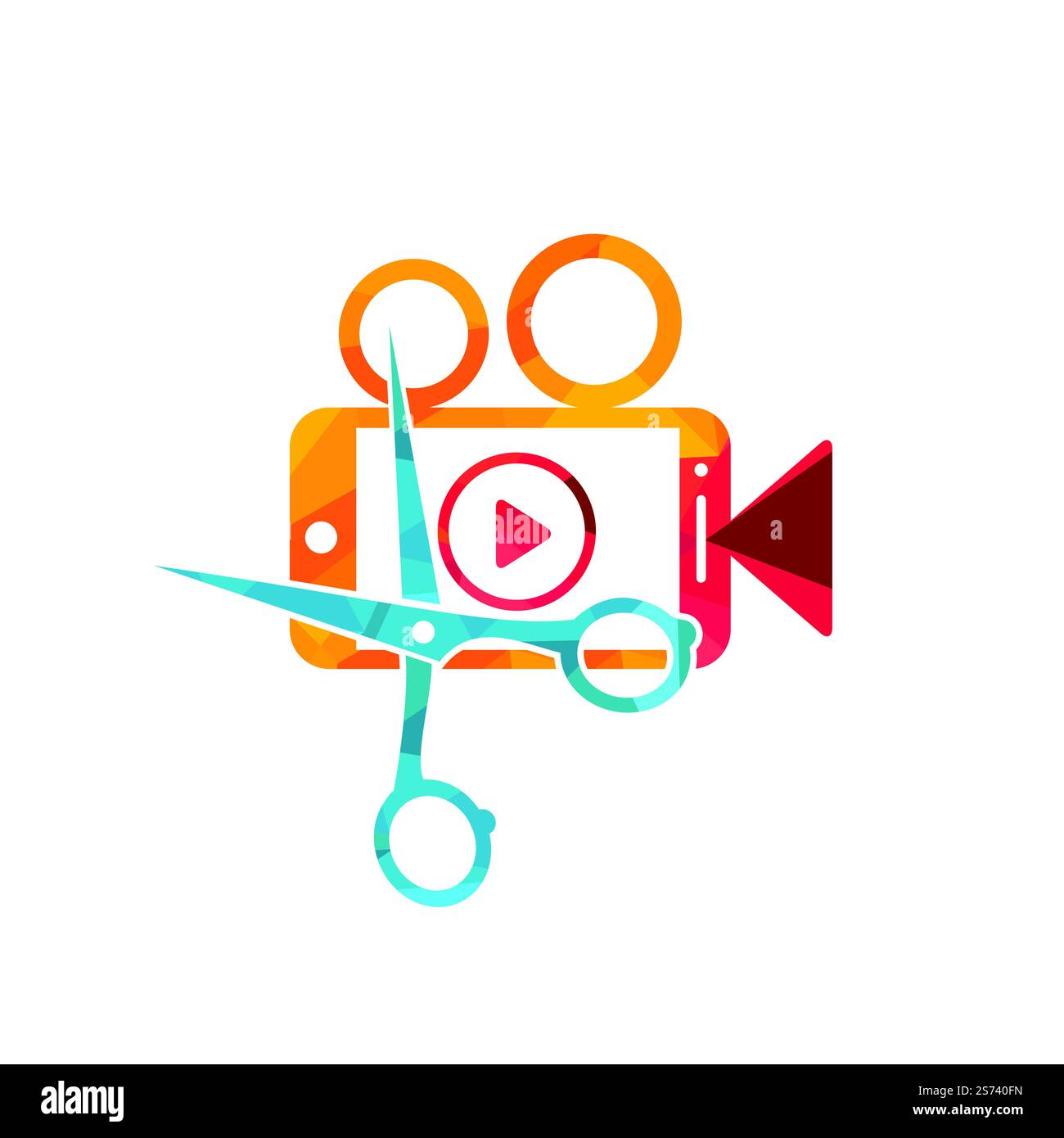 Movie film editor vector logo design. Video editing logo concept Stock ...