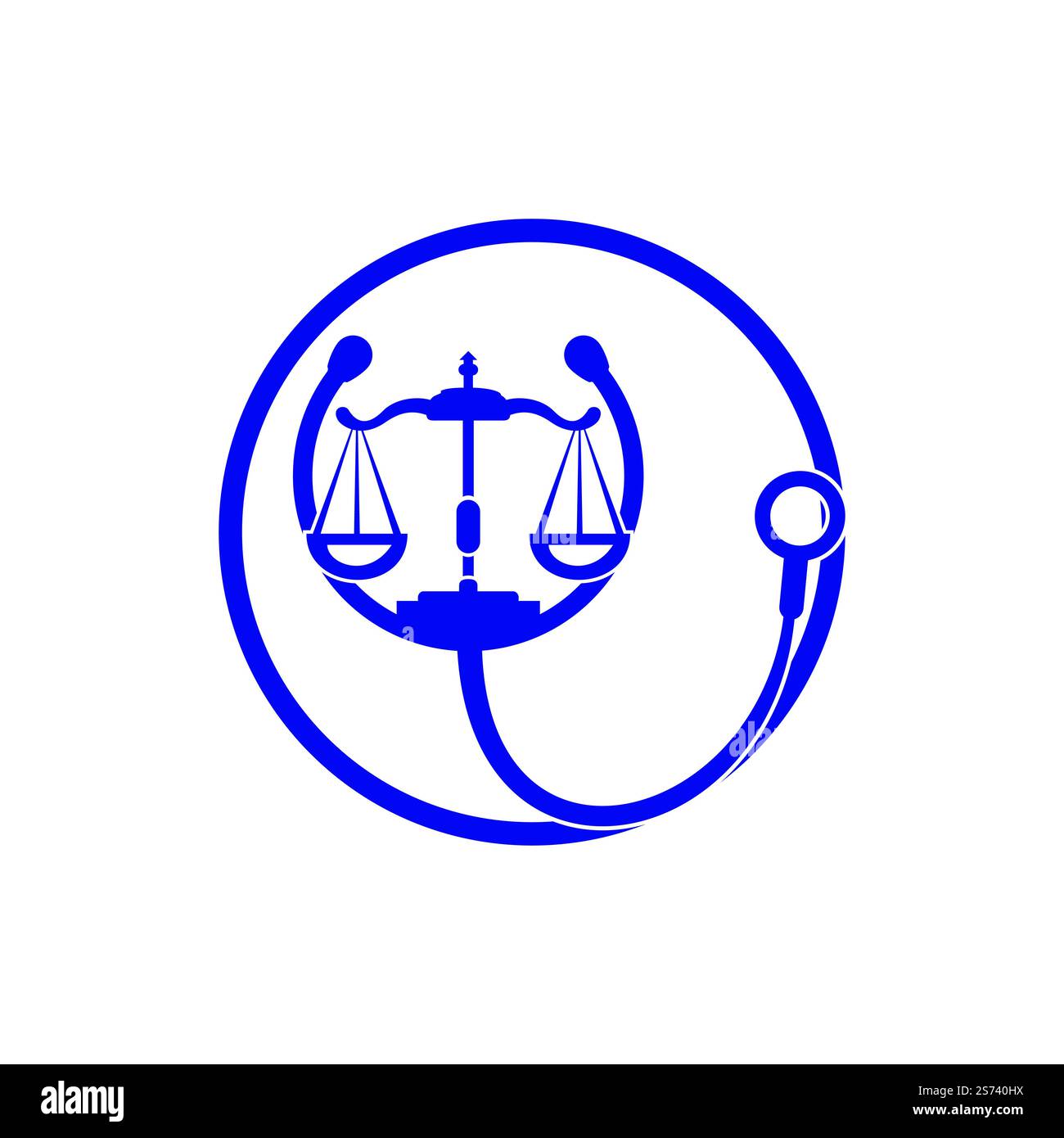 Medical law vector logo design template. Stethoscope with law scale ...