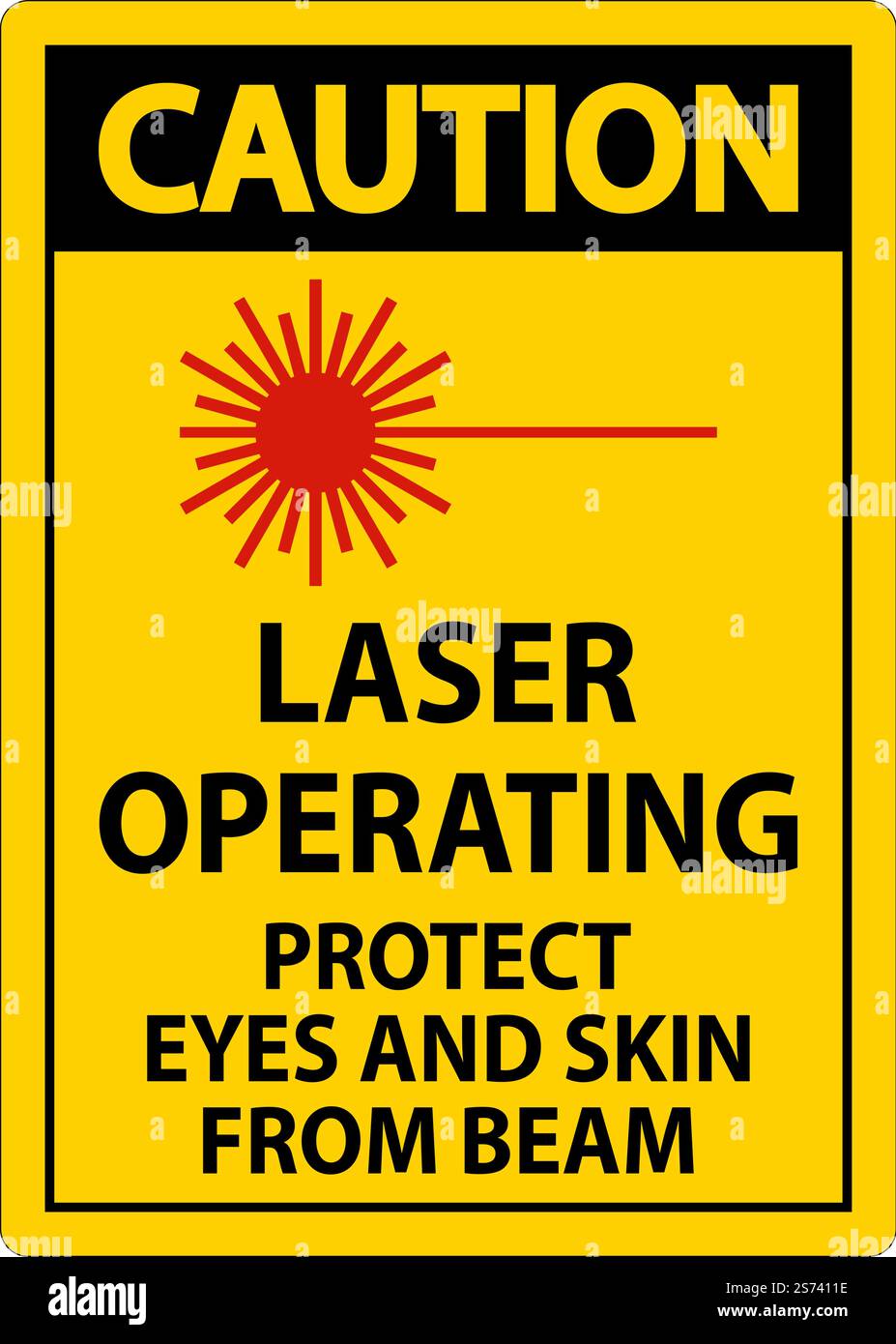 Caution Laser Operating Protect Eyes And Skin From Beam Sign Stock ...