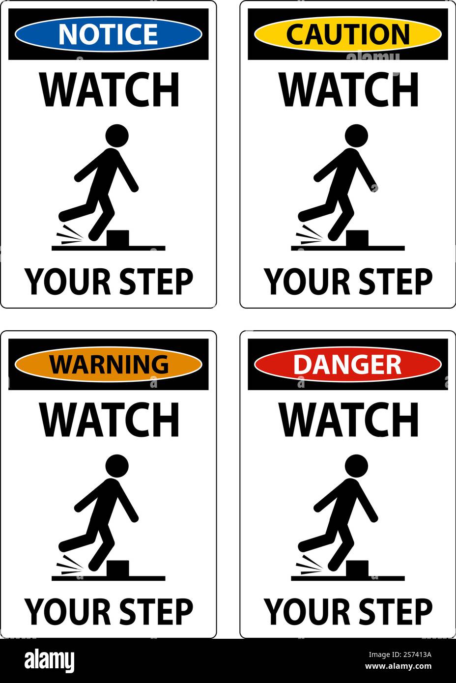 Watch Your Step Sign On White Background Stock Vector Image & Art - Alamy