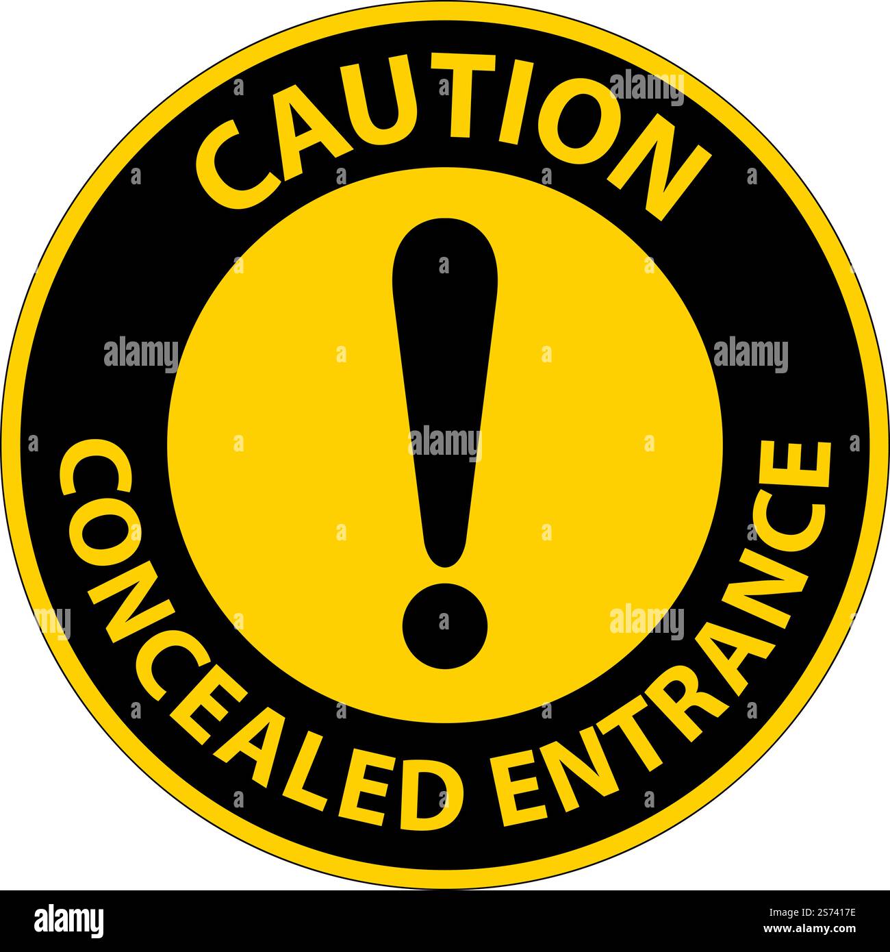 Caution Label Concealed Entrance Sign On White Background Stock Vector ...