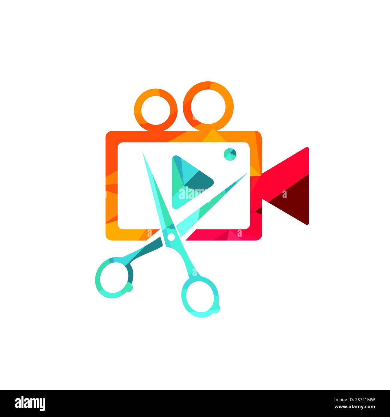 Movie film editor vector logo design. Video editing logo concept Stock ...