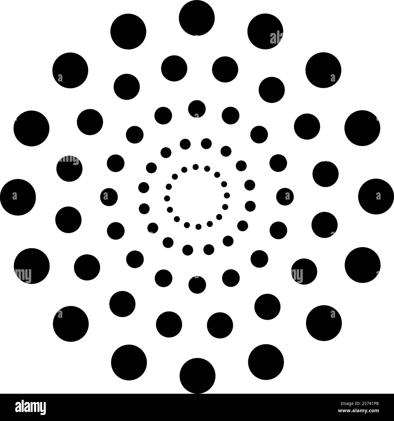 Circular polca dot pattern. Concentic round dot shapes isolated on ...