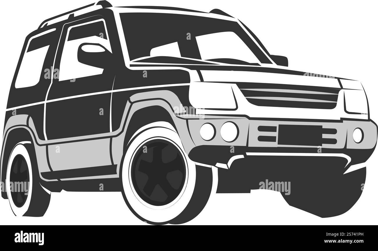 Crossover car logo. Big powerful vehicle symbol isolated on white ...