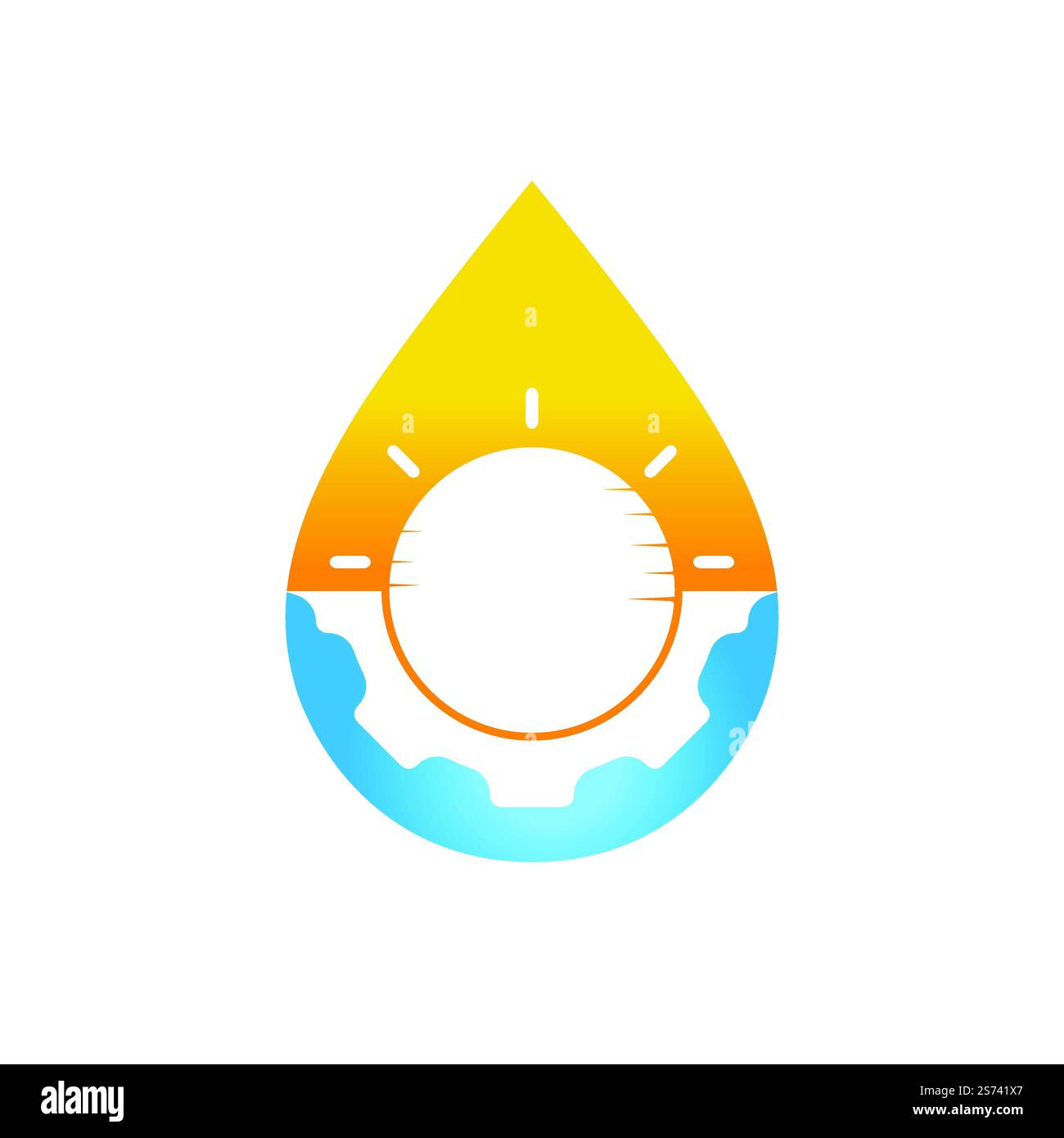 Sun gear with water drop vector logo design. Solar panel technology ...