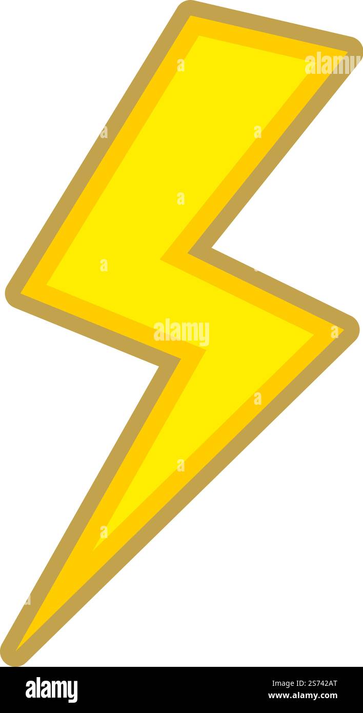Lightning bolt icon. Cartoon yellow flash symbol isolated on white ...