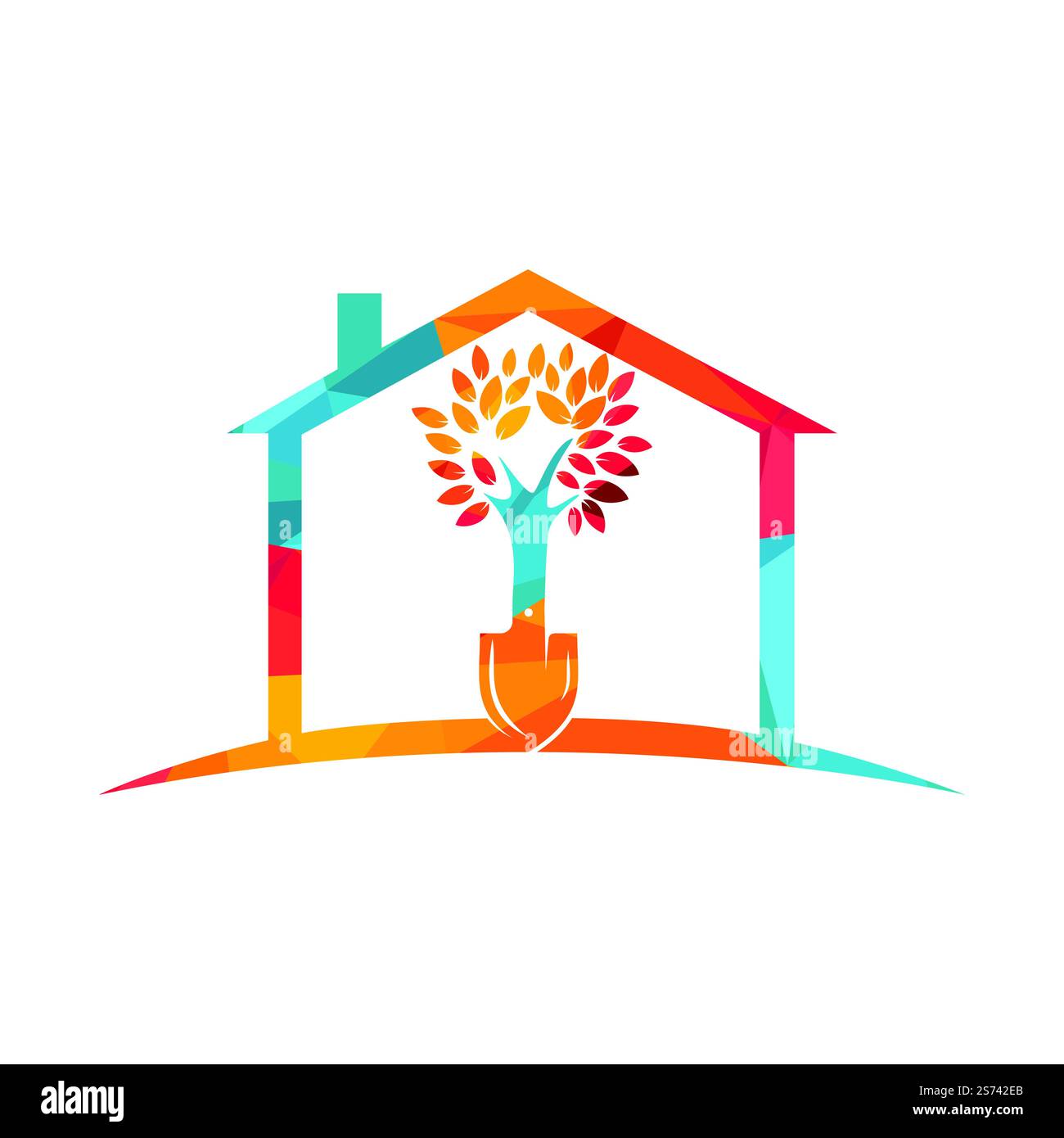 Shovel tree vector logo design. Green garden environment logo design ...