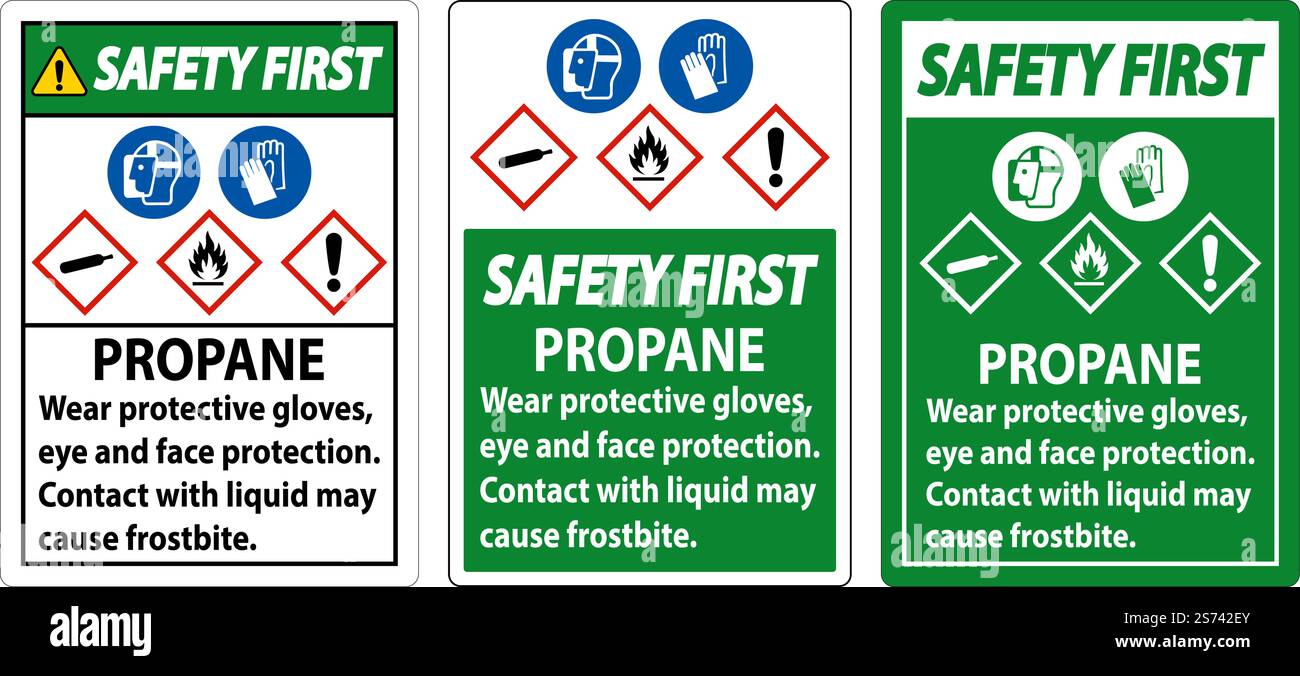 Safety First Propane Flammable Gas PPE GHS Sign Stock Vector Image ...