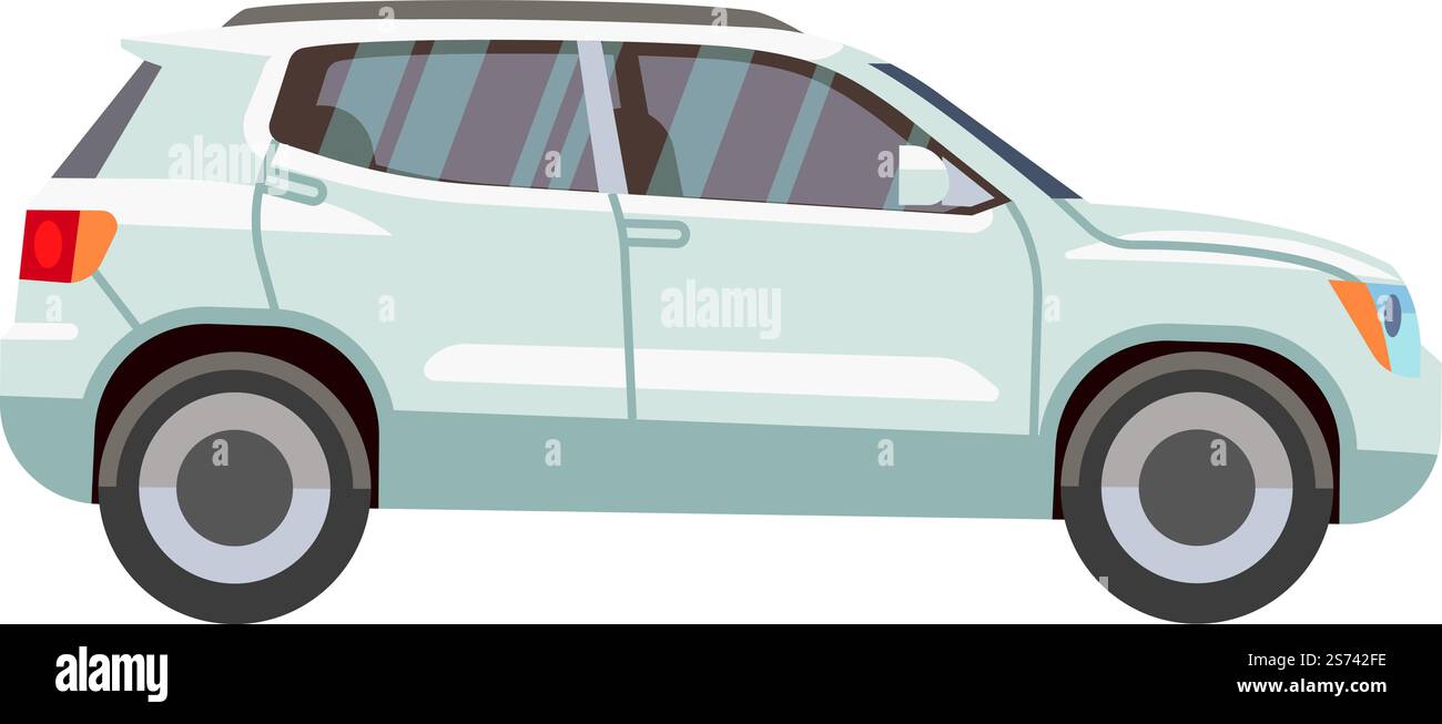 White hatchback. Compact city car in cartoon style isolated on white ...