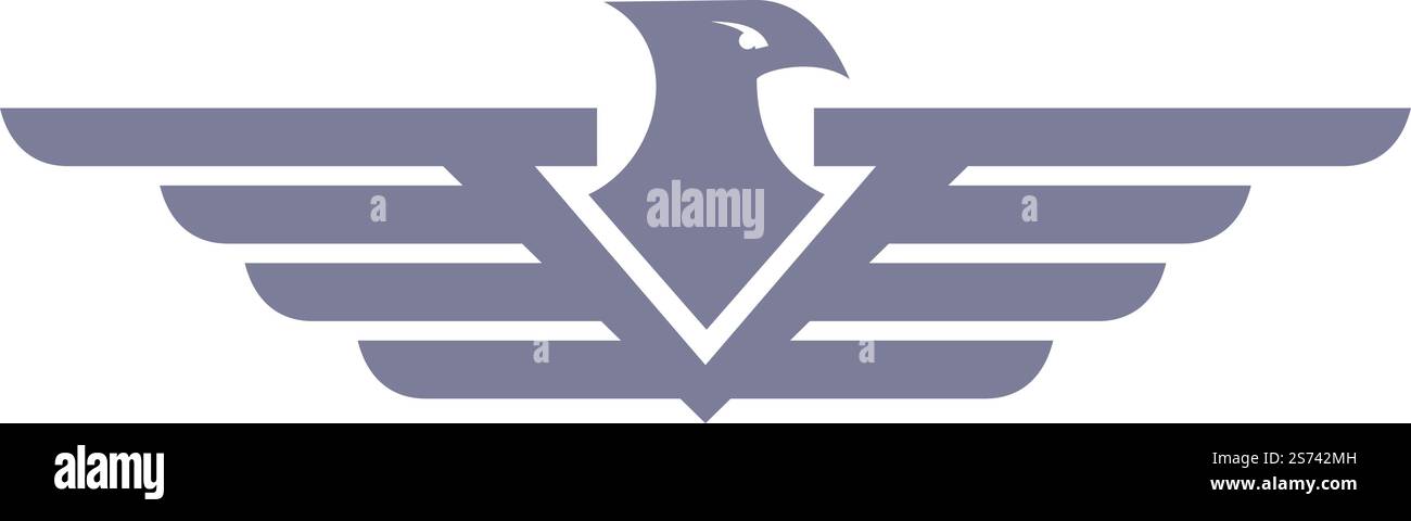 Stylized bird badge. Military force flight sign isolated on white ...