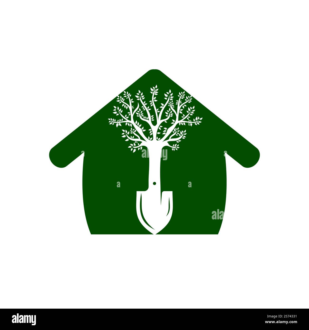 Shovel tree vector logo design. Green garden environment logo design ...