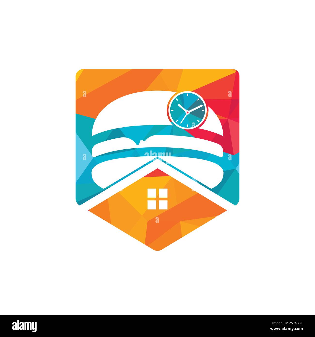 Burger time vector logo design template. Big burger with clock and ...