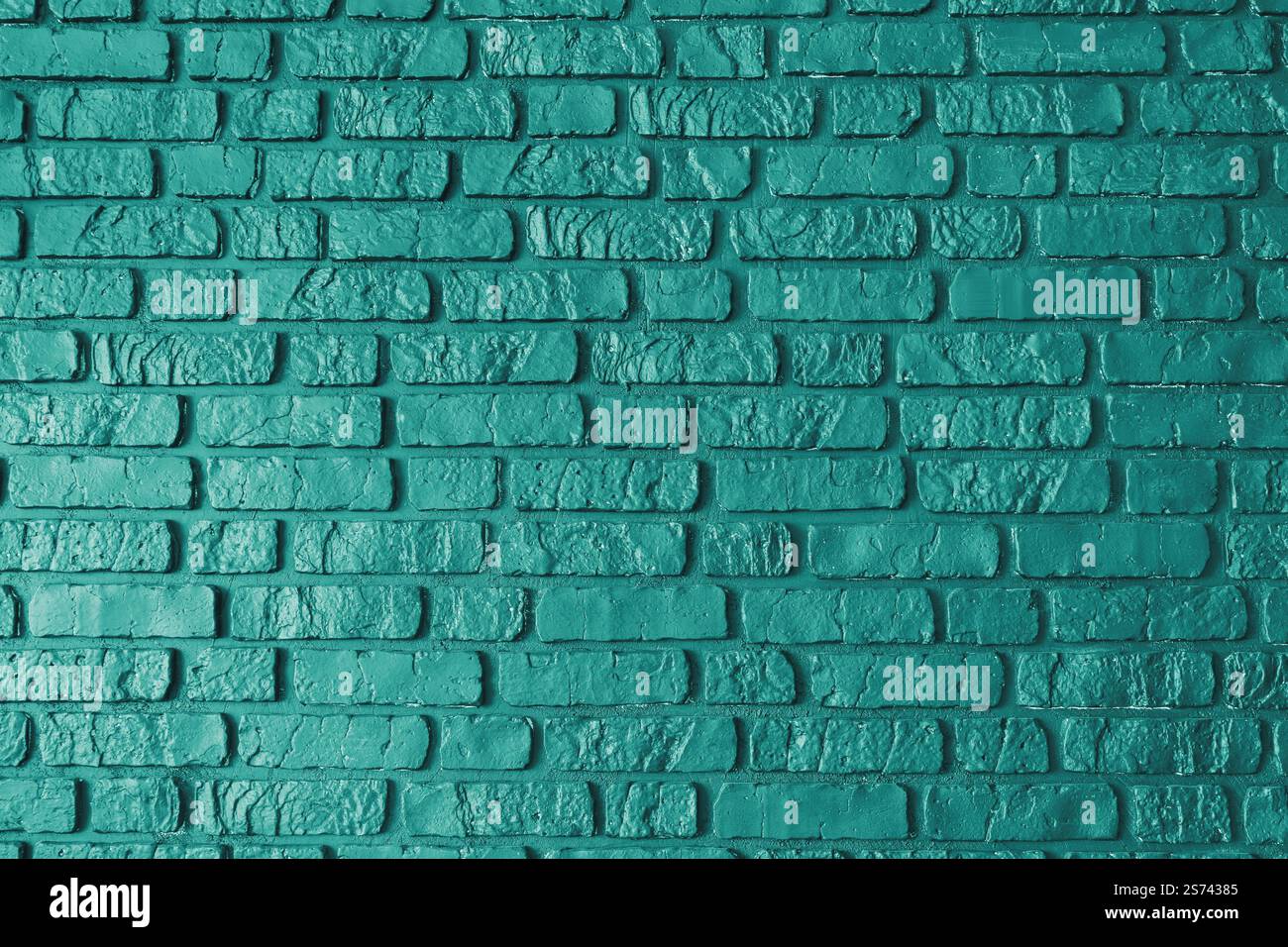 Turquoise colored old brick wall texture, architecture brickwork ...