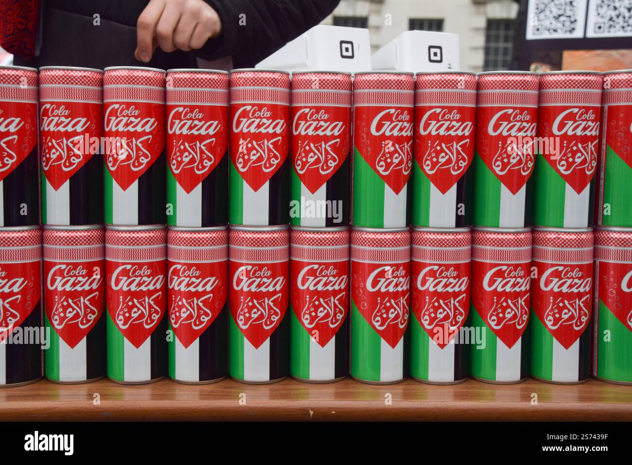 London, UK. 18th Jan, 2025. Vendors sell cans of 'Gaza Cola' to raise ...
