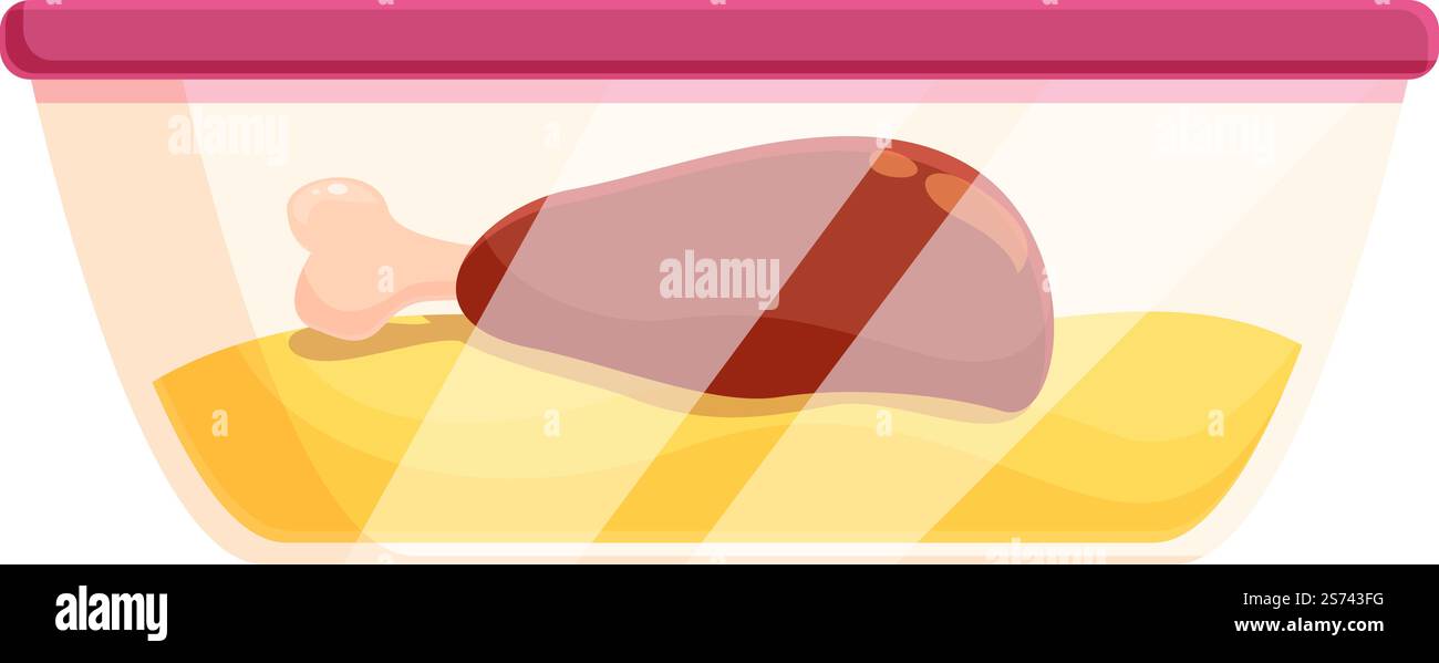 Chiken meat box icon cartoon vector. Meal snack. Plastic container ...