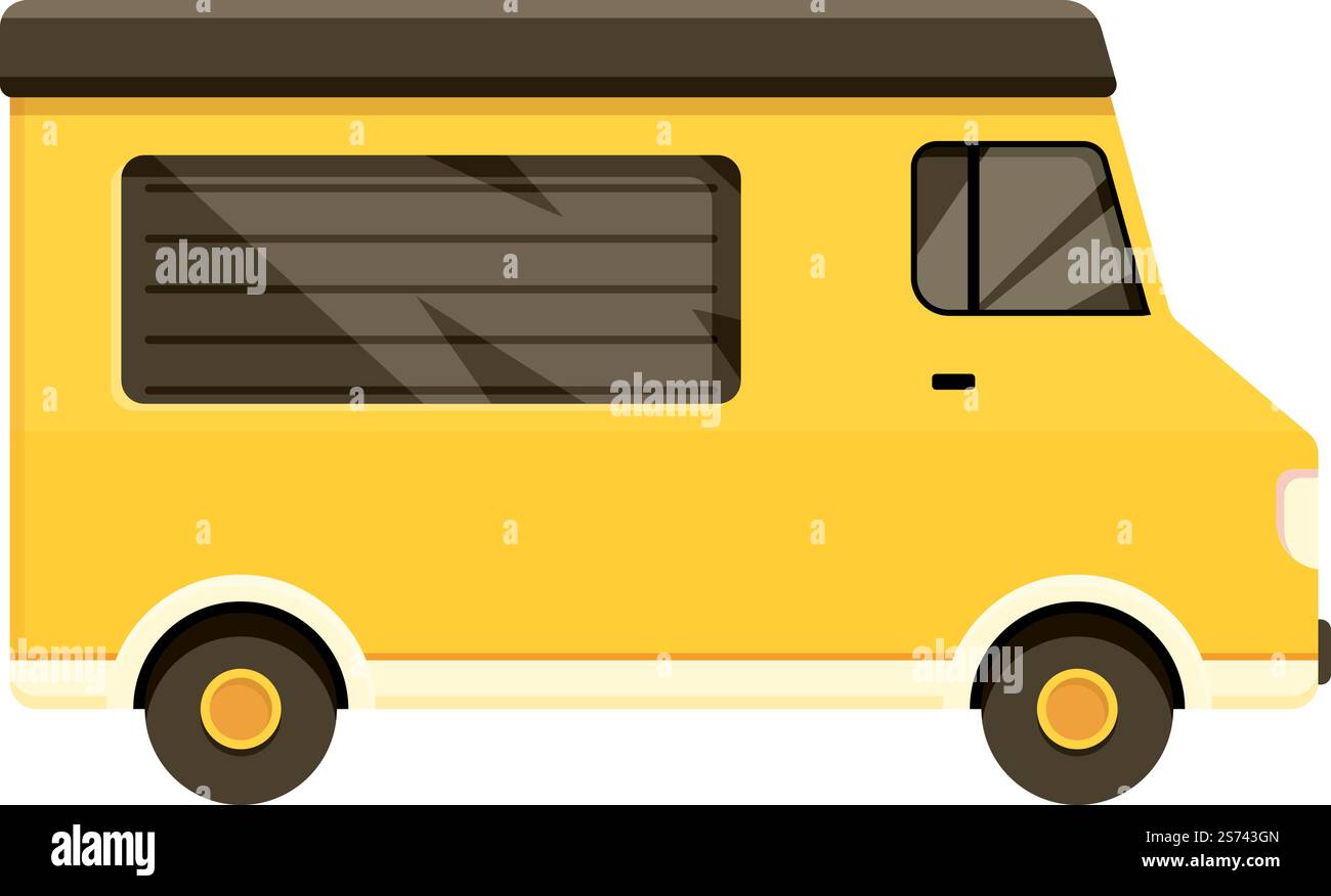 Coffee van icon cartoon vector. Street food. Shop people. Coffee van ...