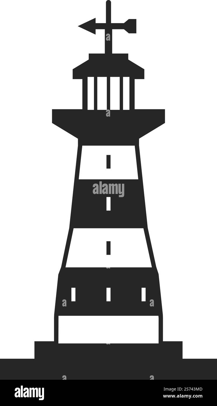 Lighthouse icon. Coast light tower for navy orientation isolated on ...