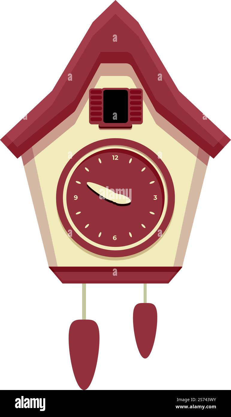 Vintage Cuckoo Clock icon cartoon vector. Wall time. Digital alarm ...