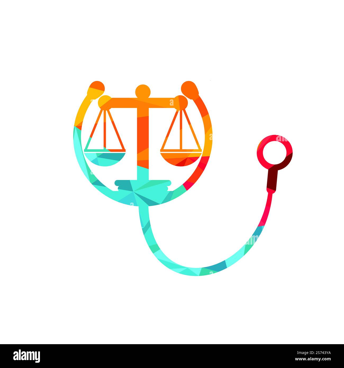 Medical law vector logo design template. Stethoscope with law scale ...