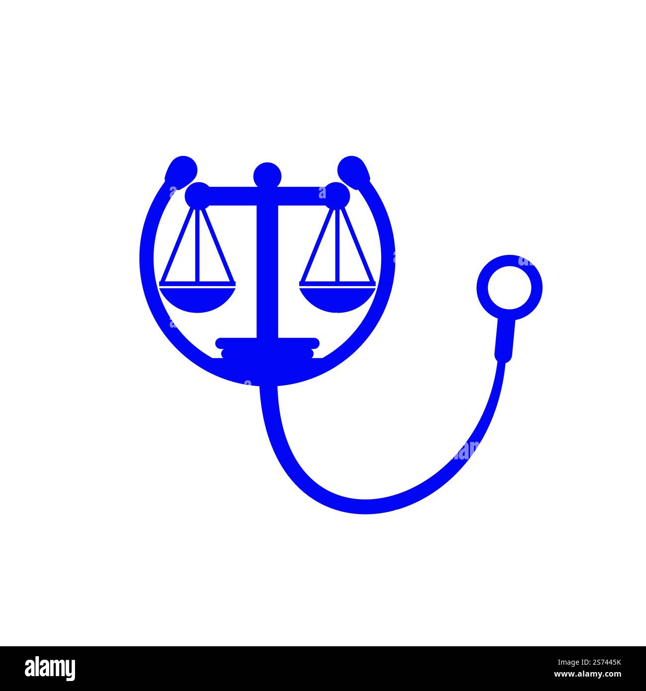 Medical law vector logo design template. Stethoscope with law scale ...