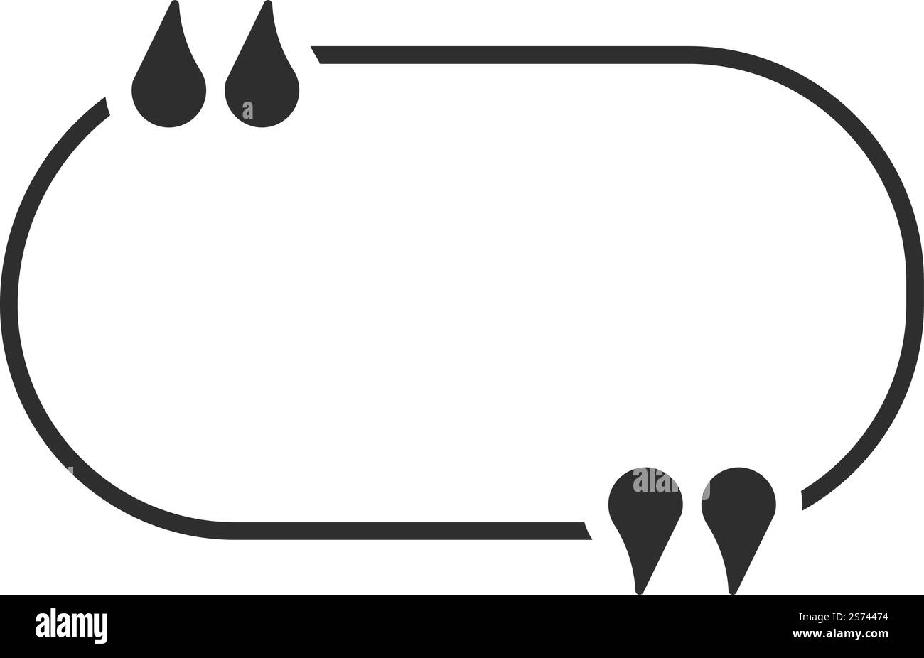 Blank text frame with quote brackets. Message citation template ...