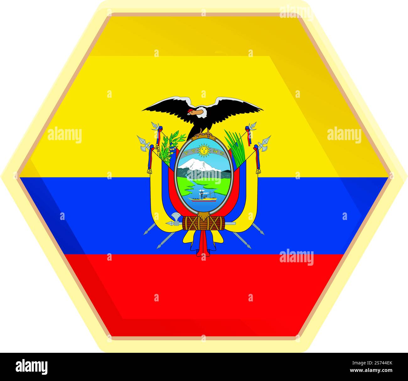 Emblem flag icon cartoon vector. Ecuador travel. National day. Emblem ...