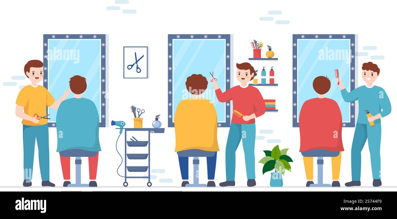 Barber Shop for Male or Female Clients Haircut with Mirrors, Desk and ...