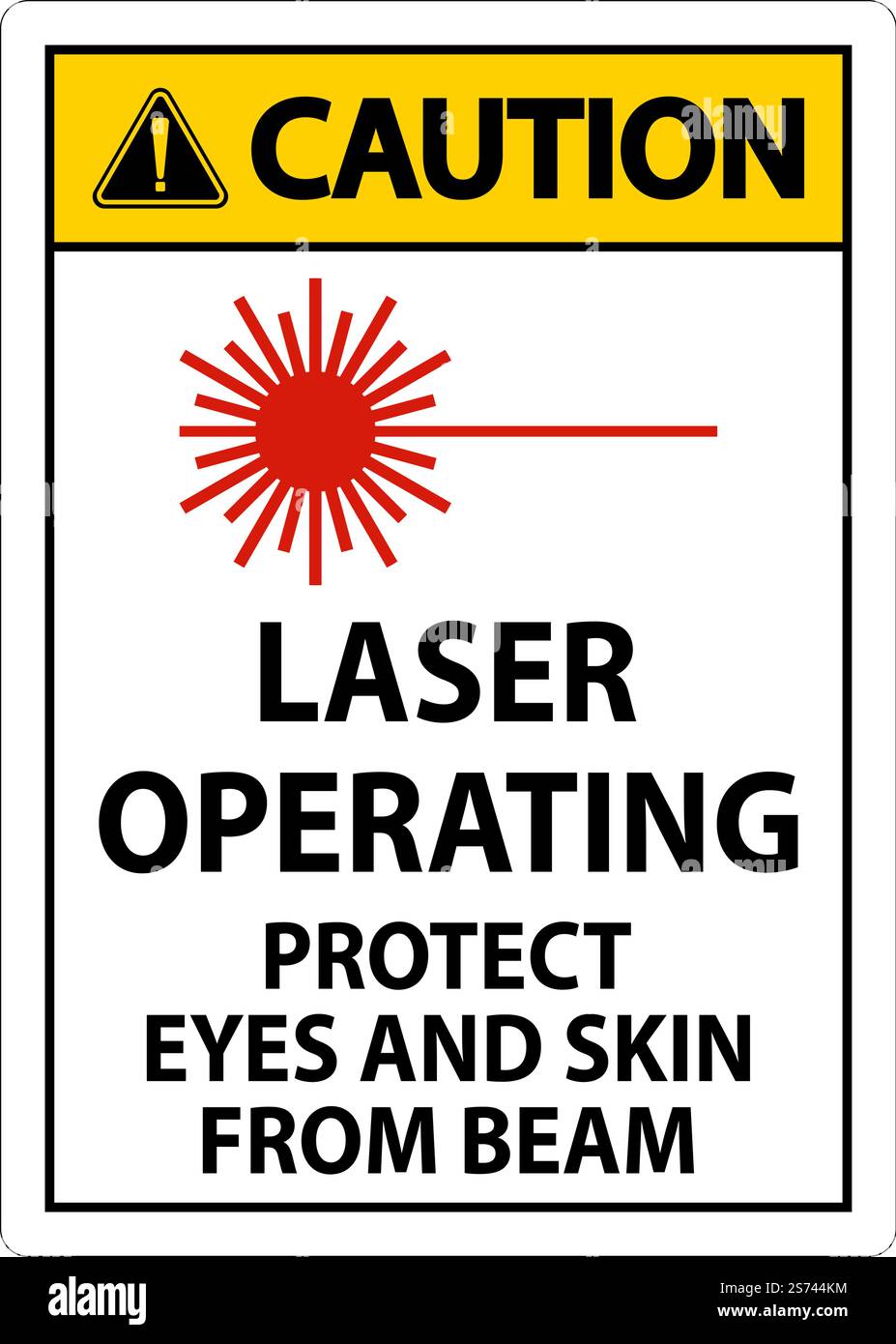 Caution Laser Operating Protect Eyes And Skin From Beam Sign Stock ...