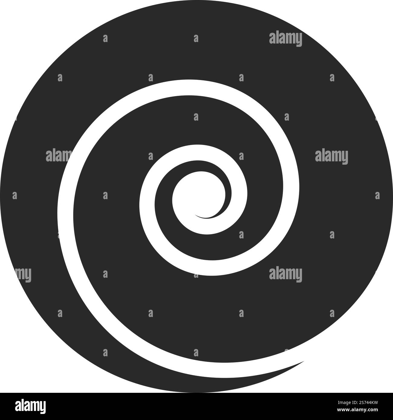 Black spiral icon. Psychedelic circle shape sign isolated on white ...