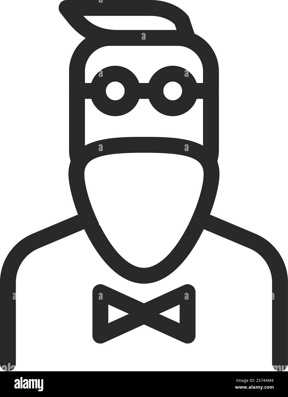 Old man icon. Senior with long beard and bowtie isolated on white ...