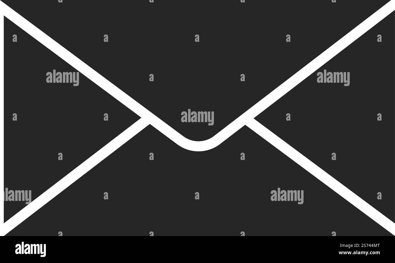 Black envelope silhouette. Post office symbol. Mail sign isolated on ...