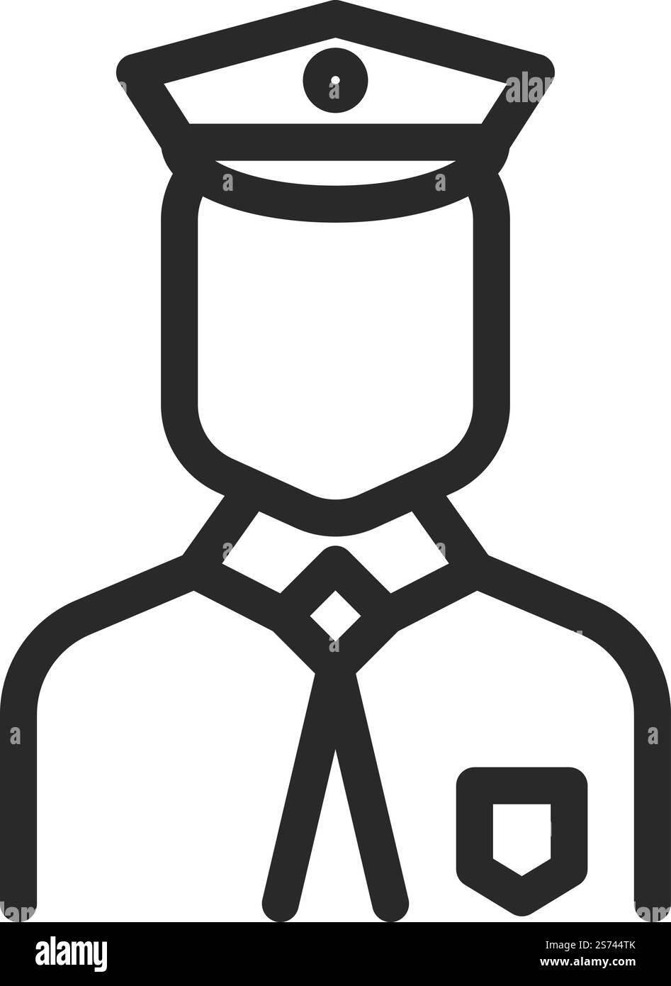 Police officer icon. Line portrait of policeman guard isolated on white ...