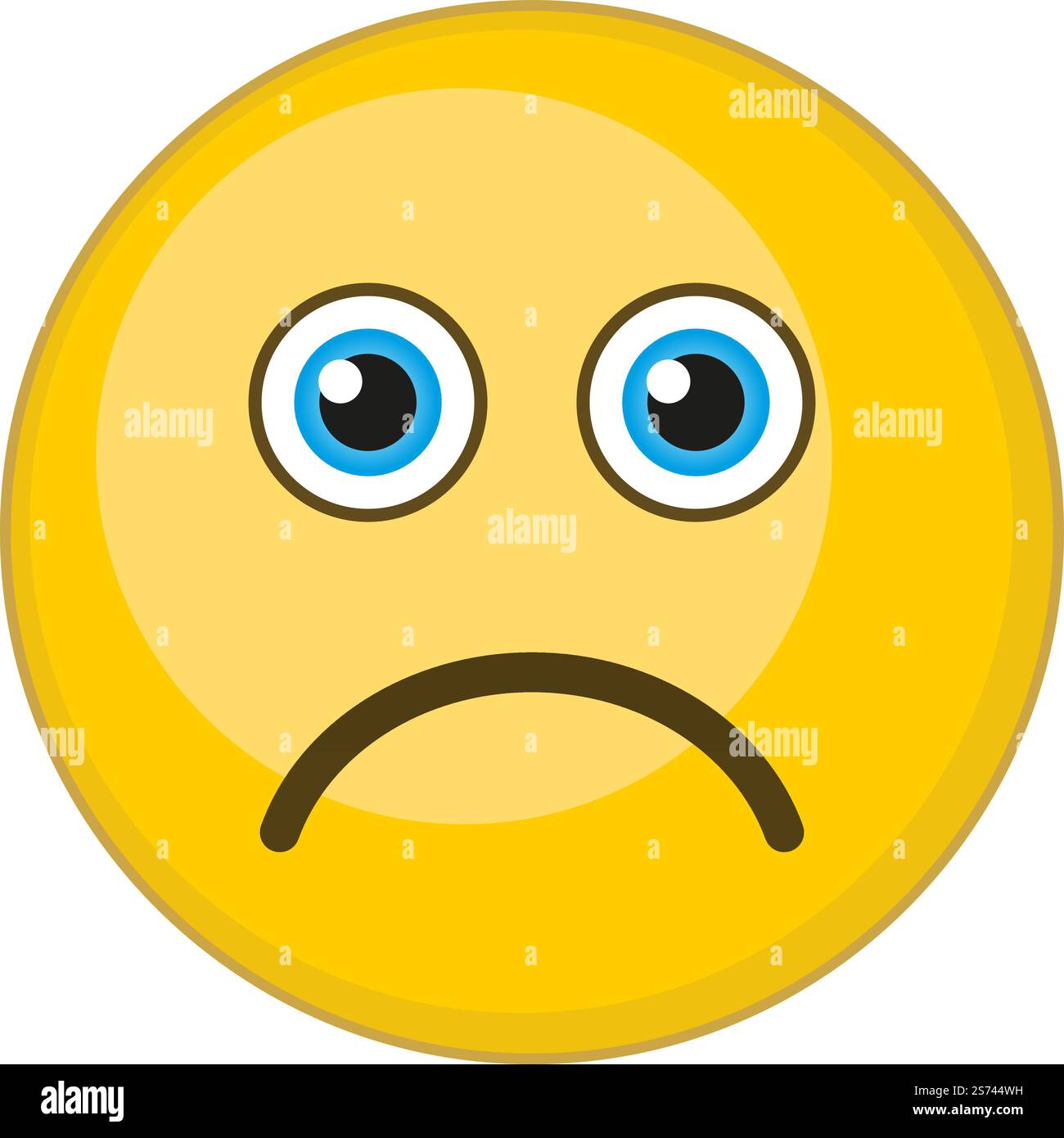 Sad face expression. Unhappy yellow ball emoji isolated on white ...