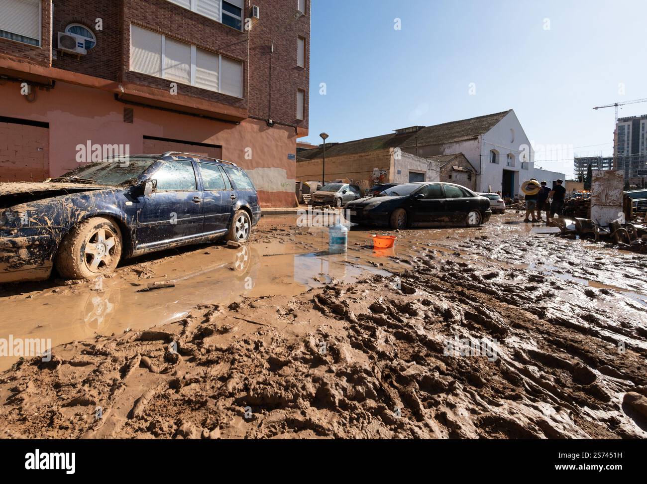 Damaged cars stuck in the mud after DANA flooding. La Torre Valencia ...