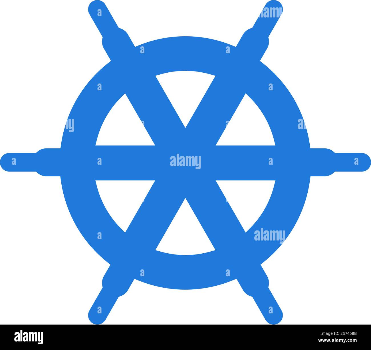 Boat wheel silhouette. Blue helm icon. Ship steer symbol isolated on ...