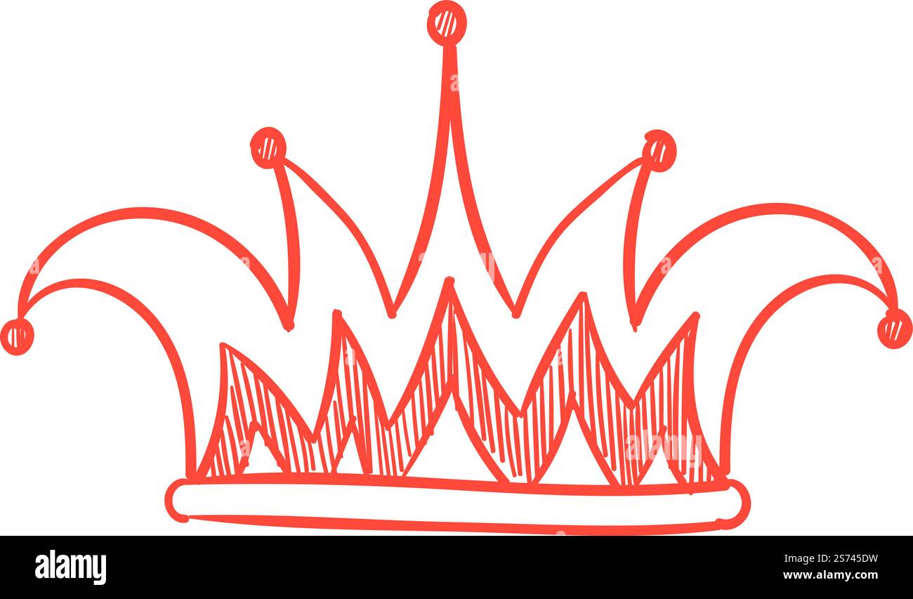 Funny crown. King emblem in childish hand drawn style isolated on white ...