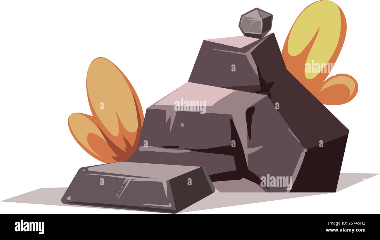 Stone block with grass in 3d cartoon style. Natural landscaping ...