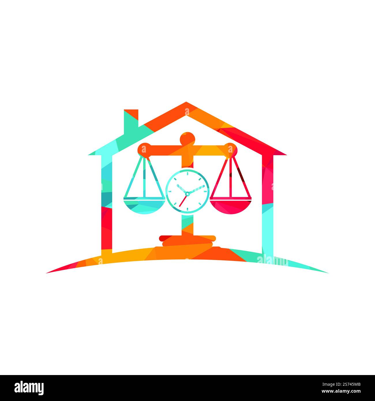 Law time vector logo design. Scale with clock icon vector logo design ...