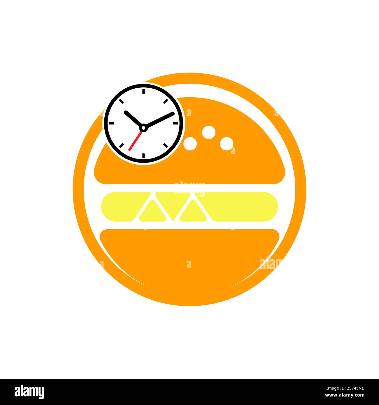 Burger time vector logo design template. Big burger with clock icon ...