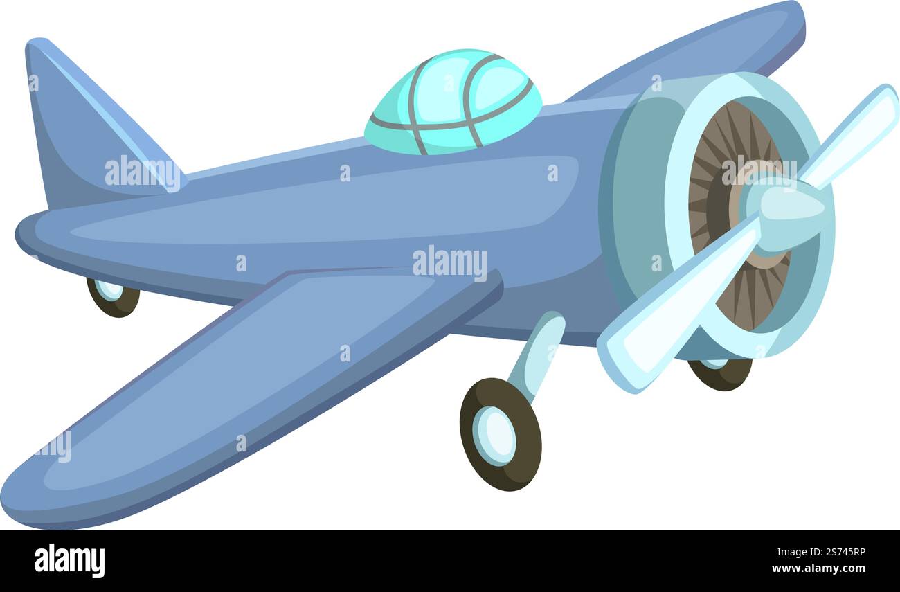 Vintage plane in cartoon style. Child airplane toy isolated on white ...