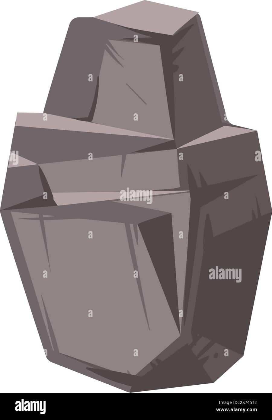 Big stone with rough surface. Cartoon rock boulder isolated on white ...